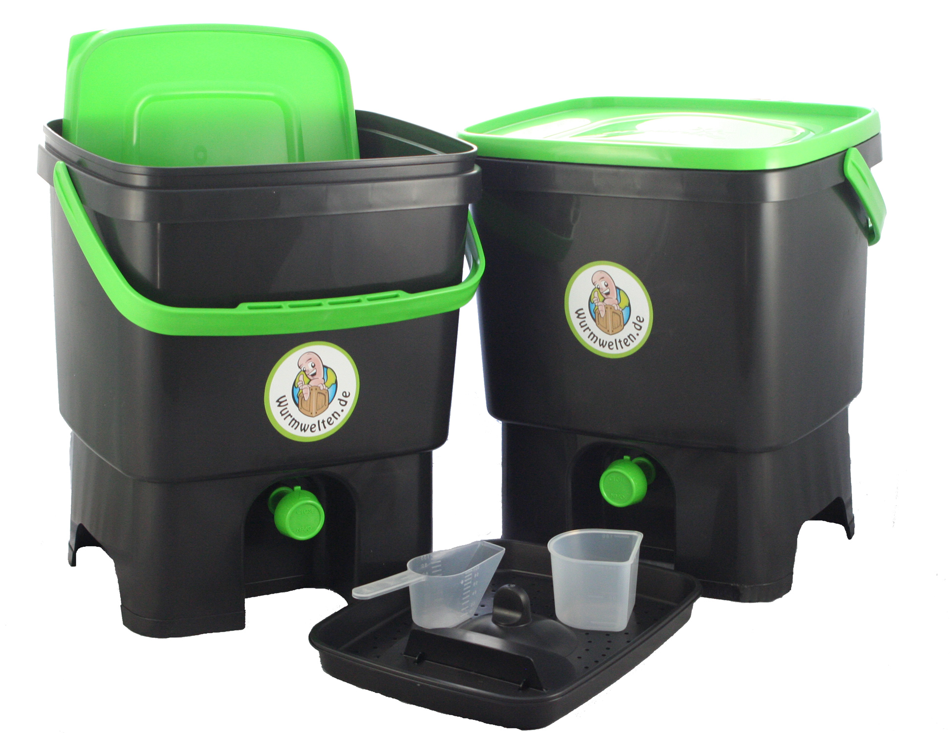 Bokashi Eimer Set Schwarz/Grün - Wurmwelten.de